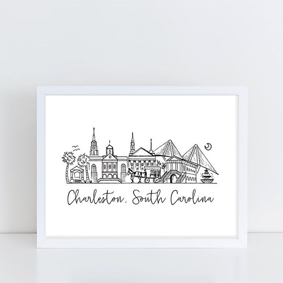 Charleston South Carolina Skyline Art Print