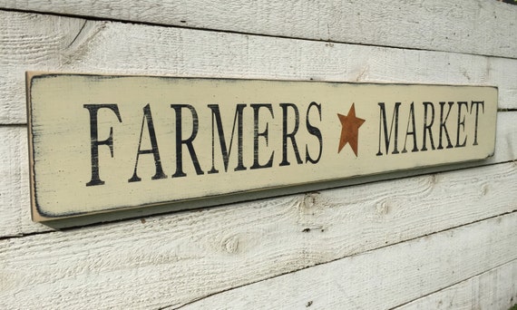 Farmers Market 7 x 42 rustic wood large sign.