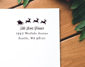 Custom Christmas Return Address Rubber Stamp With Silhouette