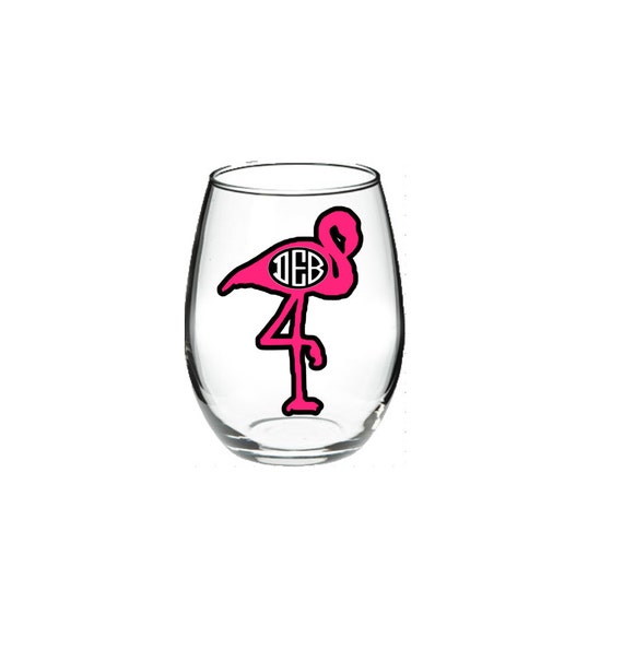Flamingo Flamingo Wine Glass Monogram Wine Glass Custom