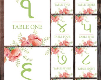 Printable Table numbering indian weddings by SugarApplePrints