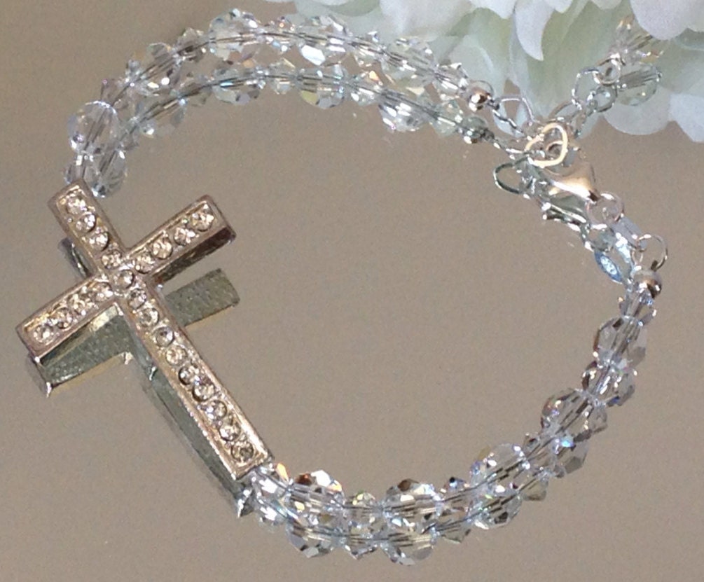 Swarovski Crystal Sideways Cross Bracelet