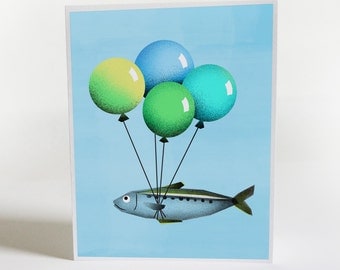Fish birthday card | Etsy