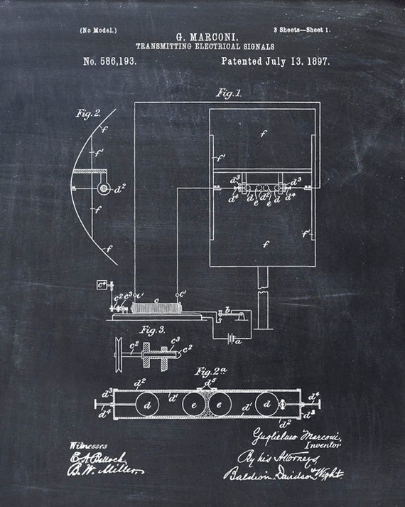 Marconi Radio Patent Print Transmitting Electrical Signals