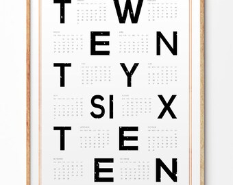 Typography calendar | Etsy