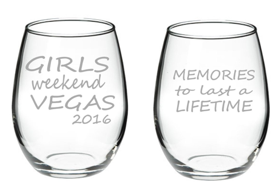 Girls Weekend Glasses Etched Wine Glasses Vacation Girls
