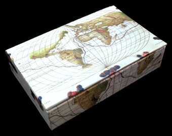 Decorative box Old world map vintage leather by theBOXshop1618