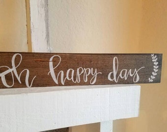Items similar to Oh happy day painted wooden sign colorful banner ...