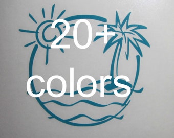 Beach scene decal | Etsy