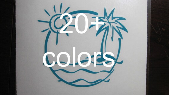 Beach Scene Vinyl Decal / Sticker Available in 24 Colors