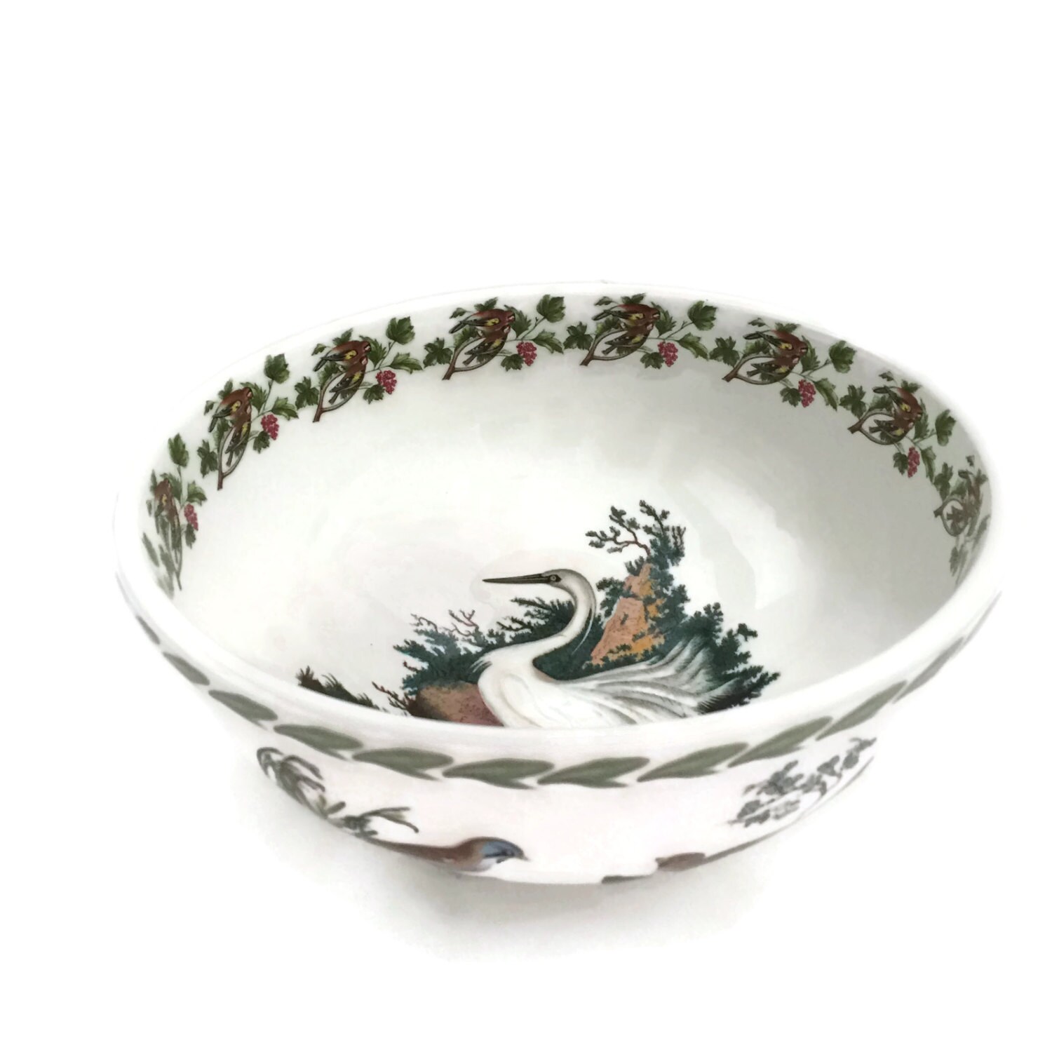 English Pottery Portmeirion Pottery Large Salad Bowl Birds