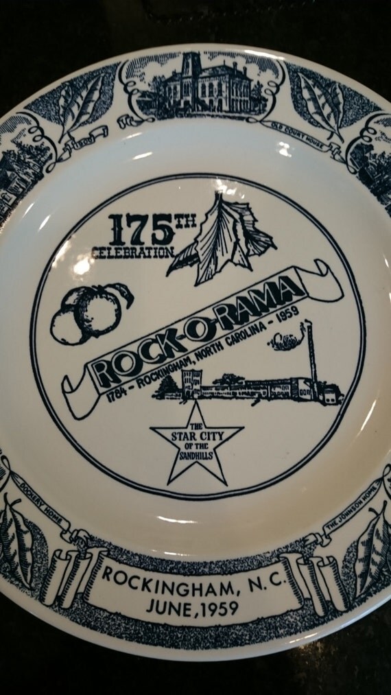 Vintage Rock-o-Rama Plate/ Rockingham North Carolina 175th