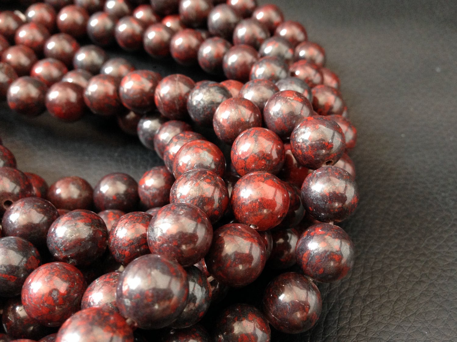 Blood Stone Beads Round Polished Red Gemstone Beads Strands