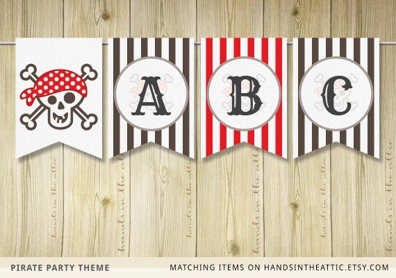 Pirate printable alphabet banner editable by HandsInTheAttic