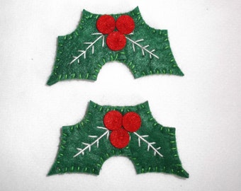 Felt holly leaves | Etsy