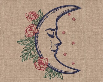 Moon embroidery | Etsy