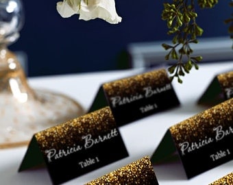 Black place cards | Etsy