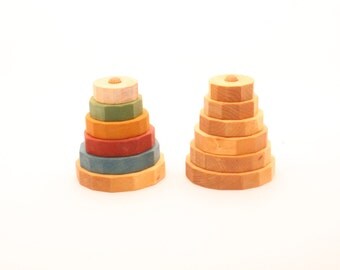 Wooden pyramid Square stacking toy Learning toy by WoofWoofWood