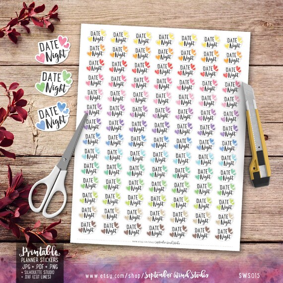 Date Night Printables Planner Stickers Date Night Stickers