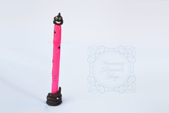Refillable Poop Emoji Clay Pen With Stand