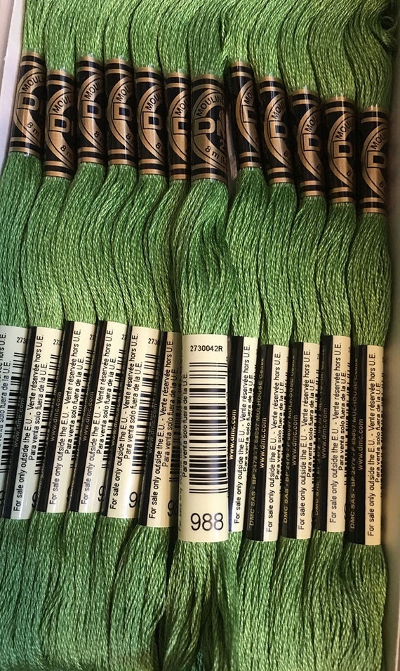 DMC 988 Medium Forest Green Embroidery Floss 2 Skeins 6 Strand