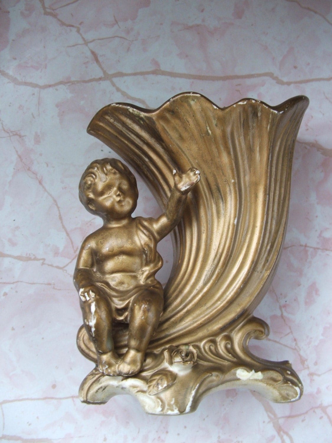 Shabby Cherub Ceramic Vase INARCO Japan