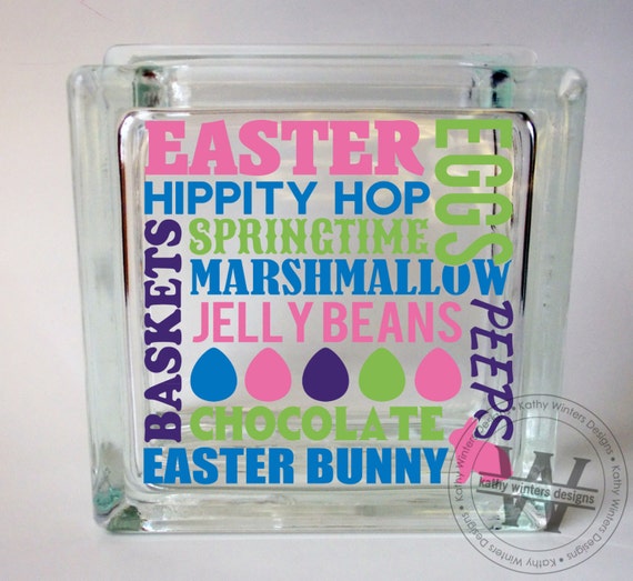 Vinyl Lettering Glass Block Decal Easter Subway by KWintersDesigns