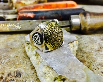 Led Zeppelin Zoso Jimmy Page Les Paul Sg Ring Solid by silver999