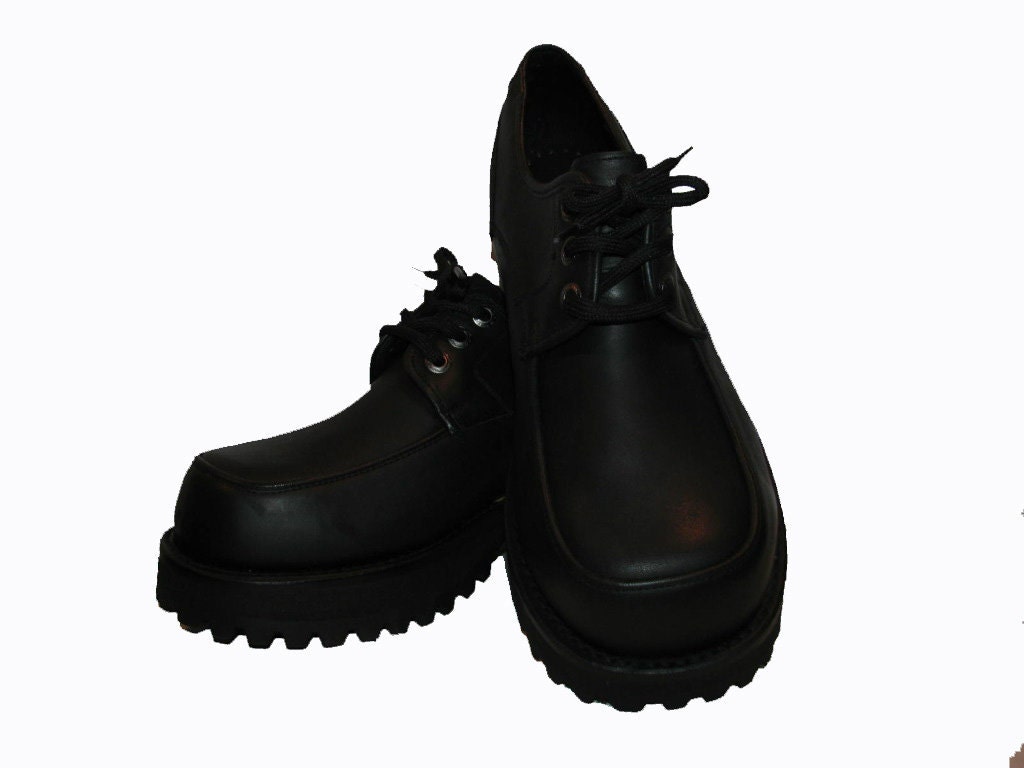 Mens Muro Platform Shoes Black Oil Tanned Leather Lace Front