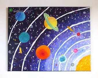 Art for Kids OUT of THIS WORLD Solar System 14x11 Acrylic
