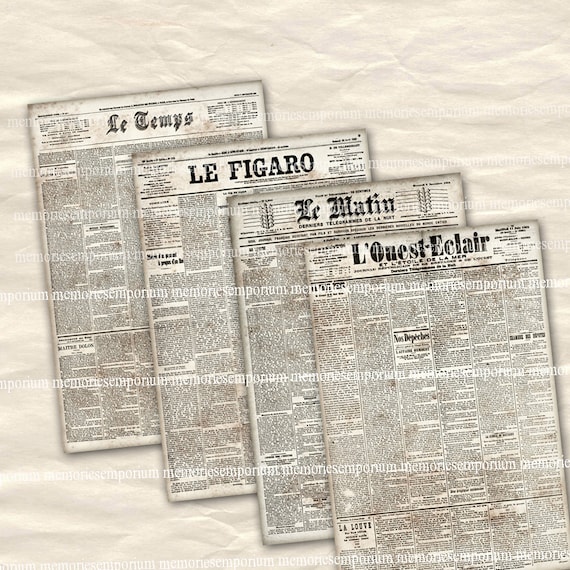 French Newspaper Pages Antique Newsprint Pages Digital Paper