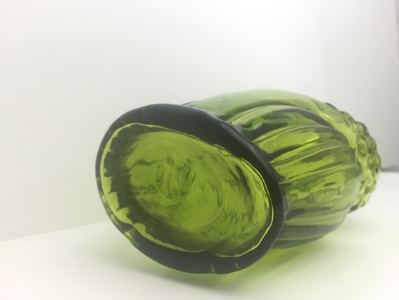 Vintage Green Glass Owl Bottle