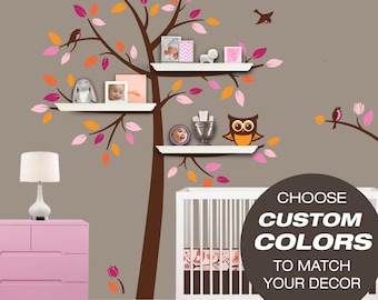 Shelves Tree Decal Children Wall Decal Shelf Tree Wall Decal