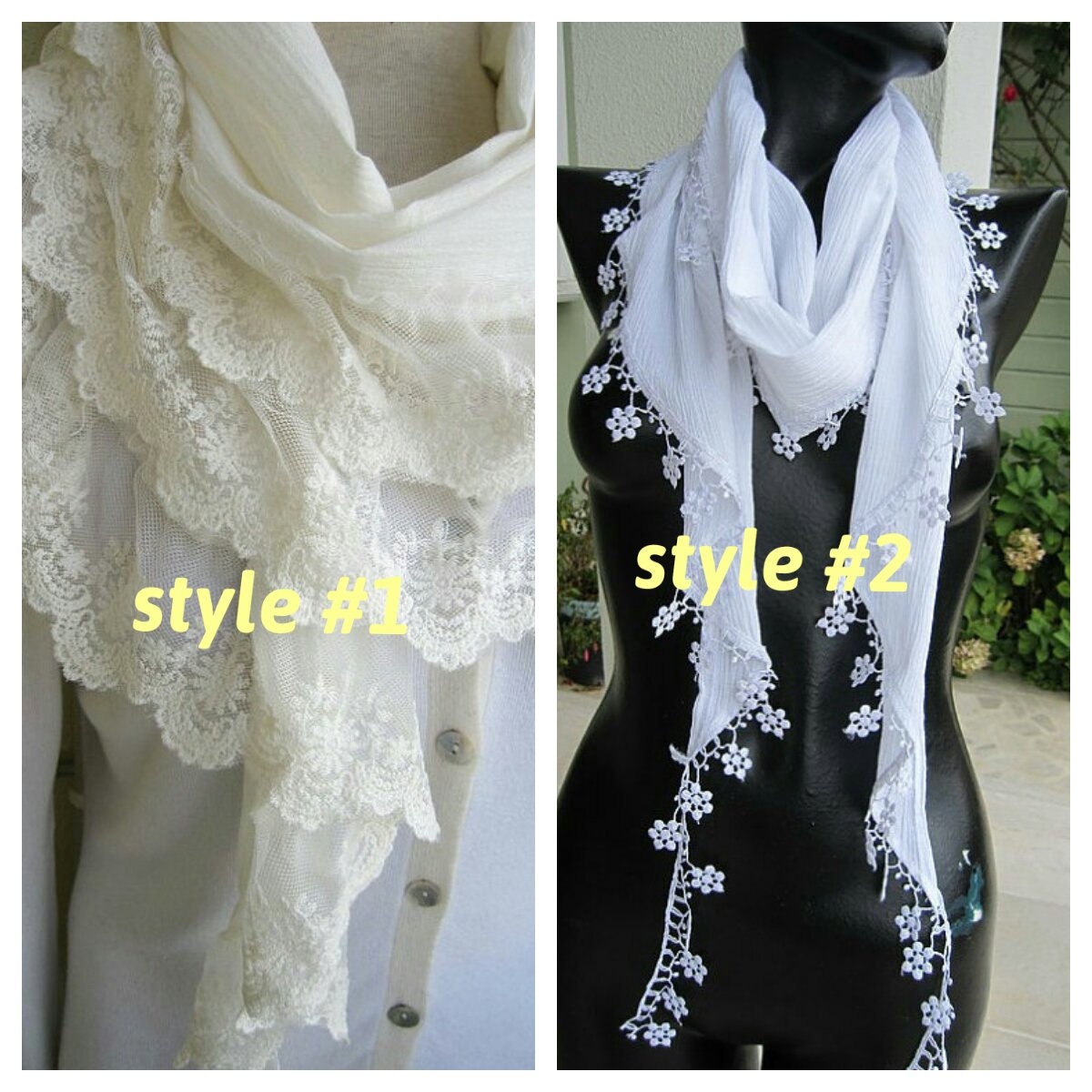 Ivory off white natural cotton women's scarves long