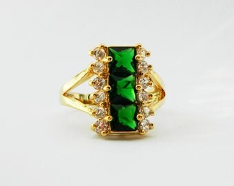 Faux emerald ring | Etsy