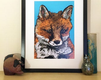 Red Fox Portrait Art Print Reproduction