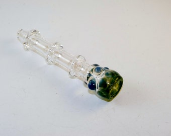 Items similar to Glass pipe -fish chillum unobtainium and yellow on Etsy