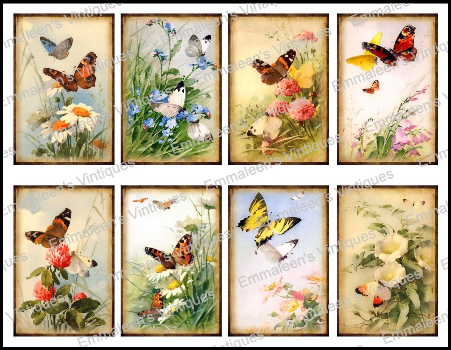 8 Vintage Grunge Victorian Butterflies & by emmaleensvintiques