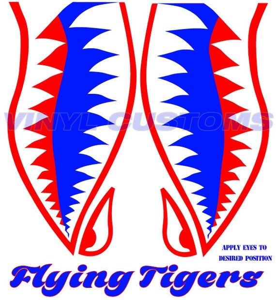 Flying Tigers Vinyl Decal Sticker Shark Teeth Hobby WW2