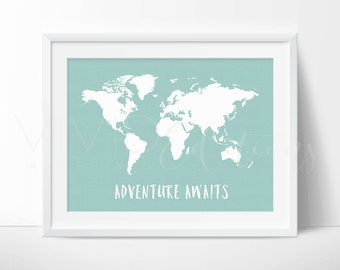 Linen world map | Etsy