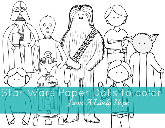 Star Wars Paper Doll Play Set to color