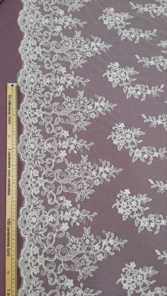 Ivory lace fabric by the yard French Lace Embroidered lace