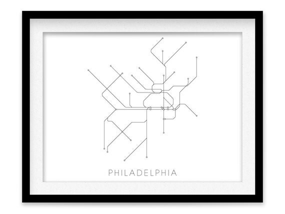 Philadelphia Subway Map Print Philadelphia Metro Map by MetroMaps