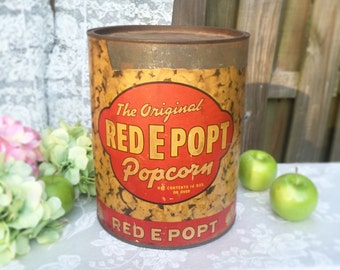 Vintage popcorn tin | Etsy