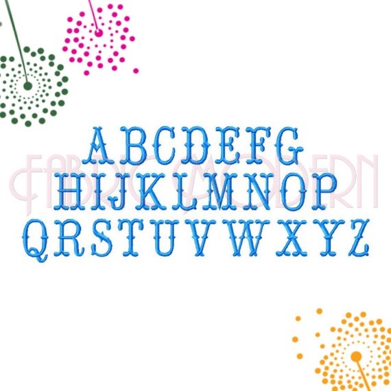 FISHTAIL FONT Embroidery Font Design 1 1.5 and 2 by FabricModern