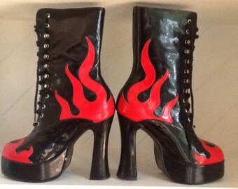 Unique flame boots related items | Etsy