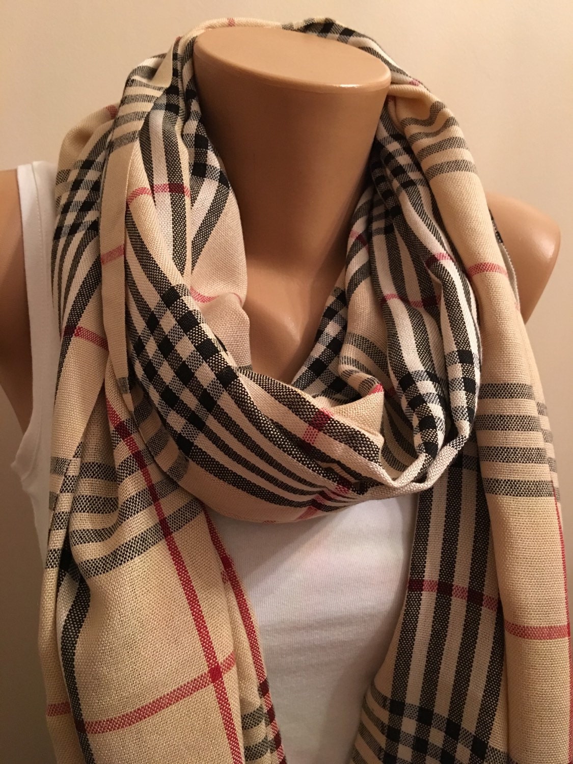 Stripe Beige Scarf Brown ScarfWomens FashionGiftmothers