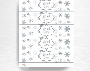 Printable Melted Snow Water Bottle Labels & Melted Snowman