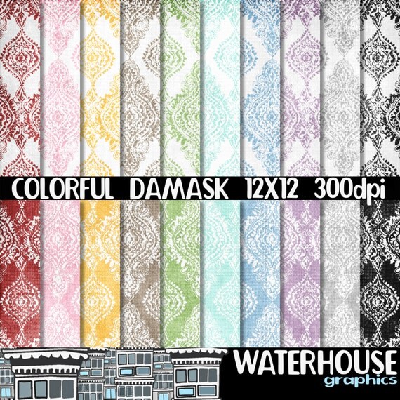 Digital DAMASK Paper Pack INSTANT DOWNLOAD by waterhousegraphics