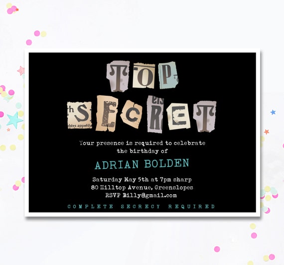 Top Secret Invite Top Secret Party Invitation Secret
